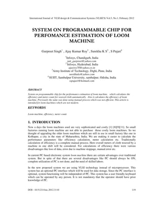 SYSTEM ON PROGRAMMABLE CHIP FOR PERFOMANCE ESTIMATION OF LOOM MACHINE | PDF