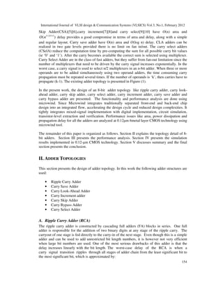 Area, Delay and Power Comparison of Adder Topologies | PDF