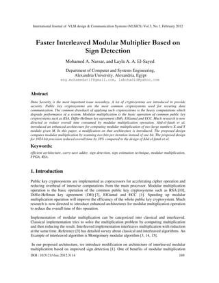 Faster Interleaved Modular Multiplier Based on Sign Detection | PDF