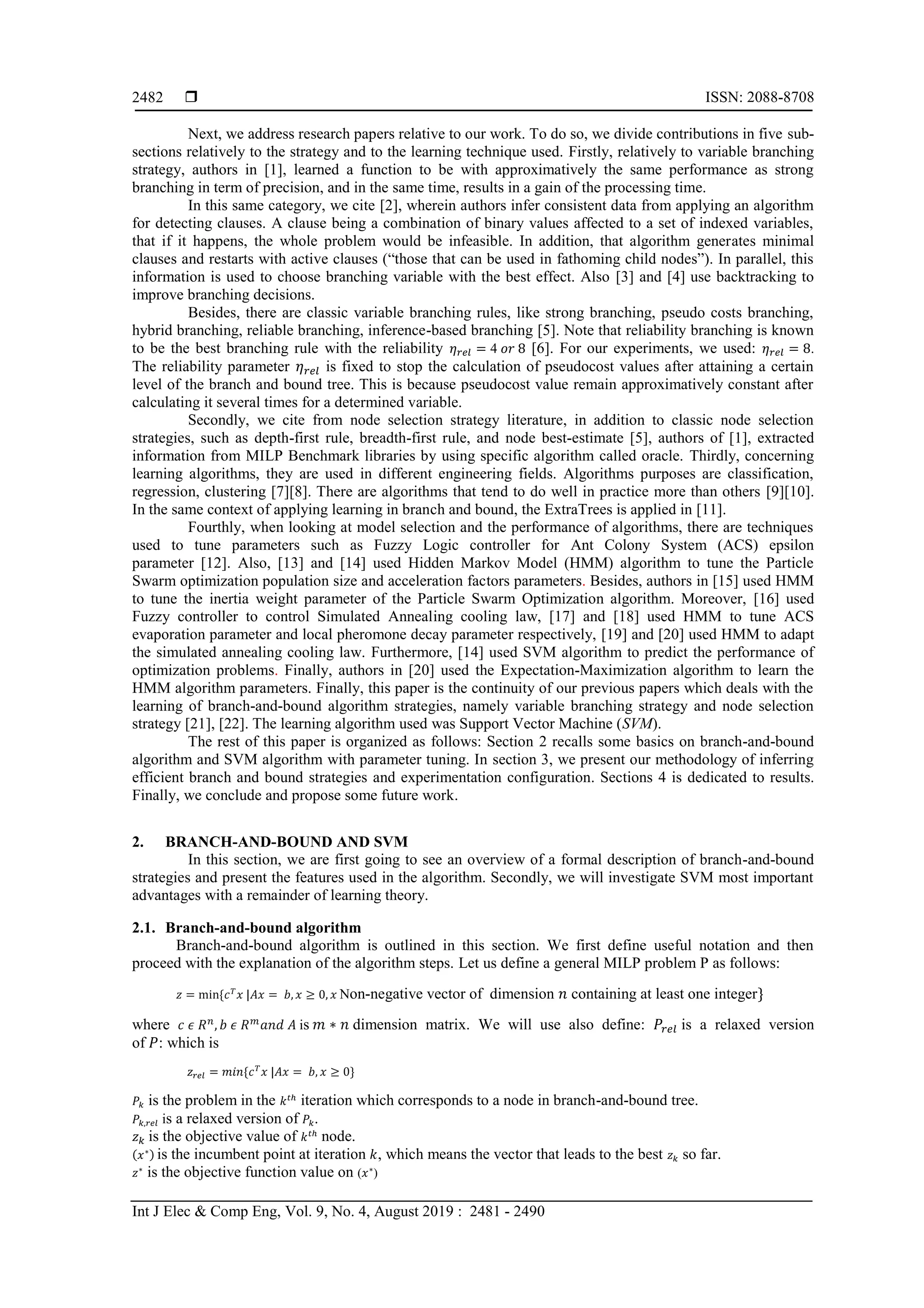 Adapted Branch And Bound Algorithm Using Svm With Model Selection Pdf