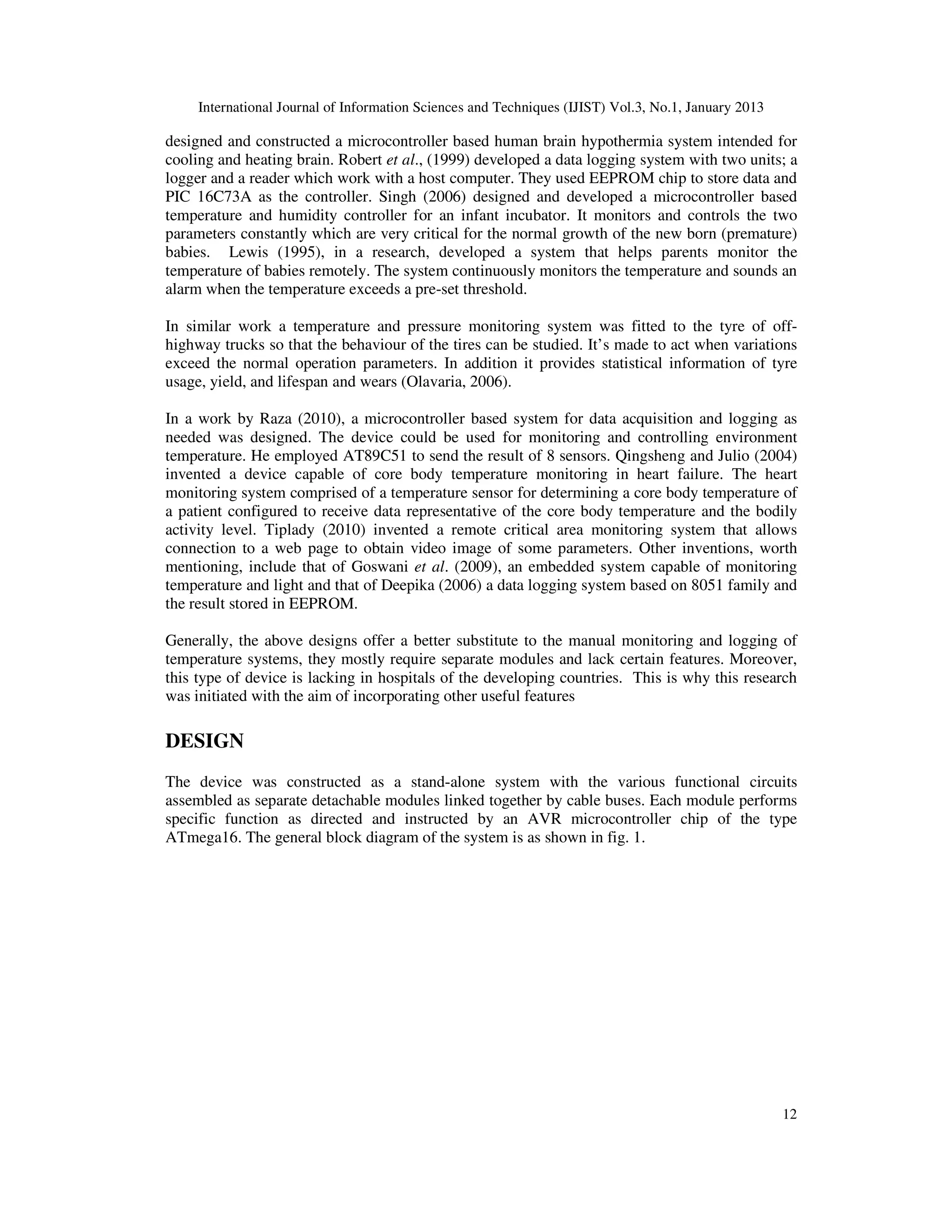 Temperature Monitoring And Logging System Suitable For Use In Hospitals Incorporating Gsm Text