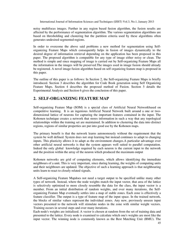 ADOPTING AND IMPLEMENTATION OF SELF ORGANIZING FEATURE MAP FOR IMAGE ...