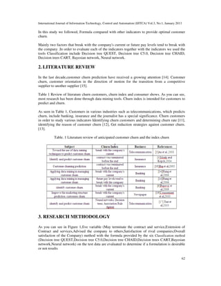 PROVIDING A METHOD FOR DETERMINING THE INDEX OF CUSTOMER CHURN IN ...