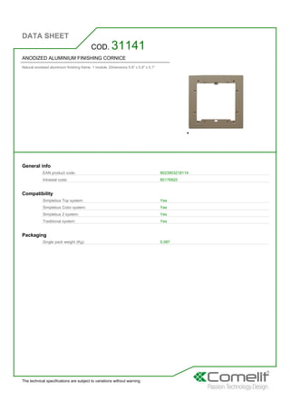 Comelit 31141 Data Sheet | PDF