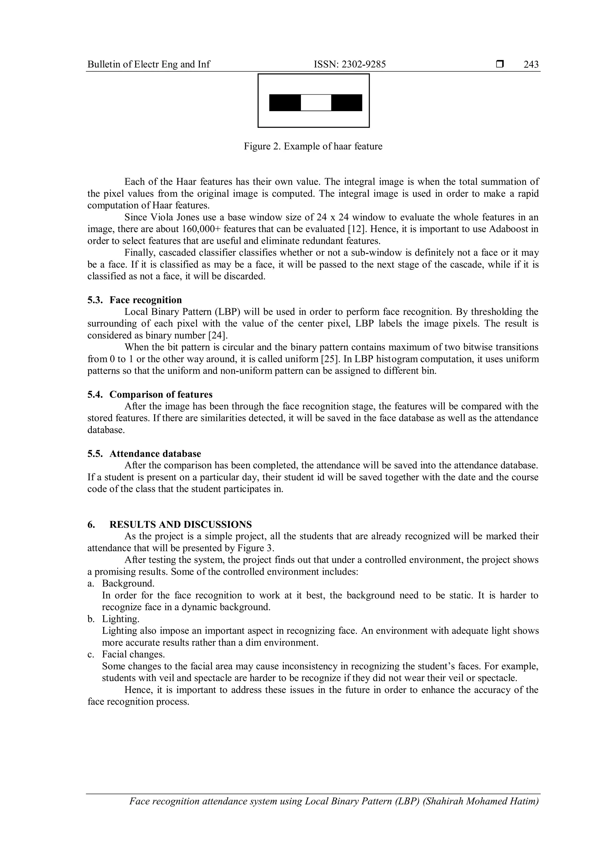 Face recognition attendance system using Local Binary Pattern (LBP) | PDF | College Planning ...