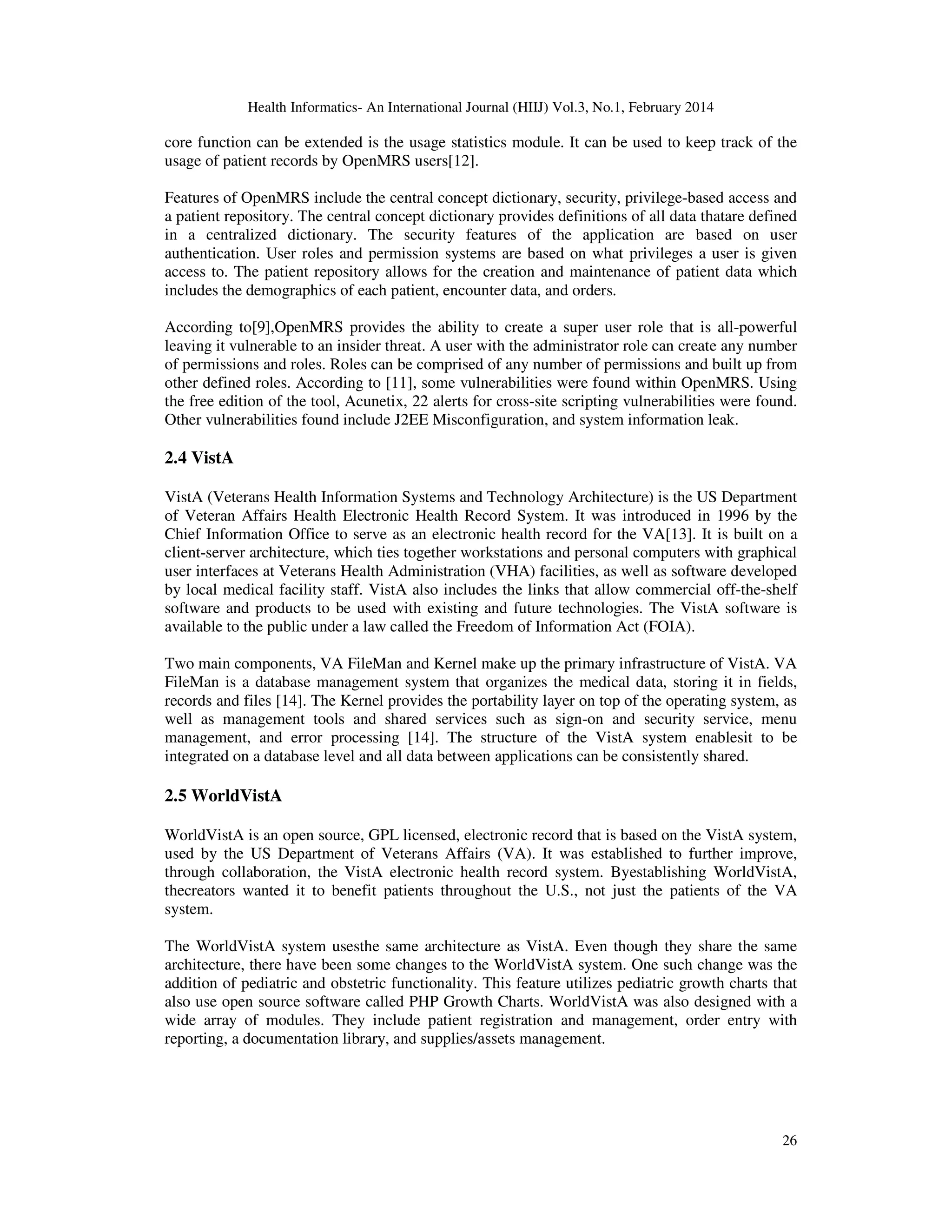 SURVEY OF OPEN SOURCE HEALTH INFORMATION SYSTEMS | PDF