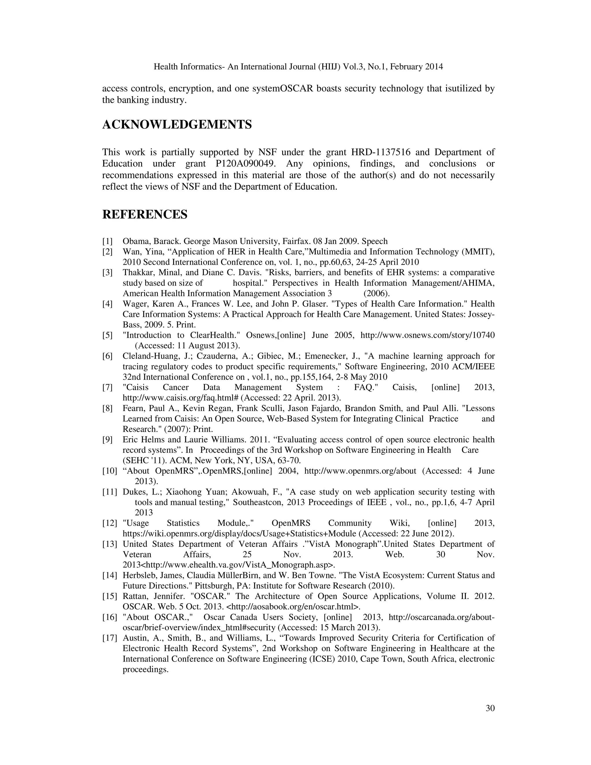 SURVEY OF OPEN SOURCE HEALTH INFORMATION SYSTEMS | PDF