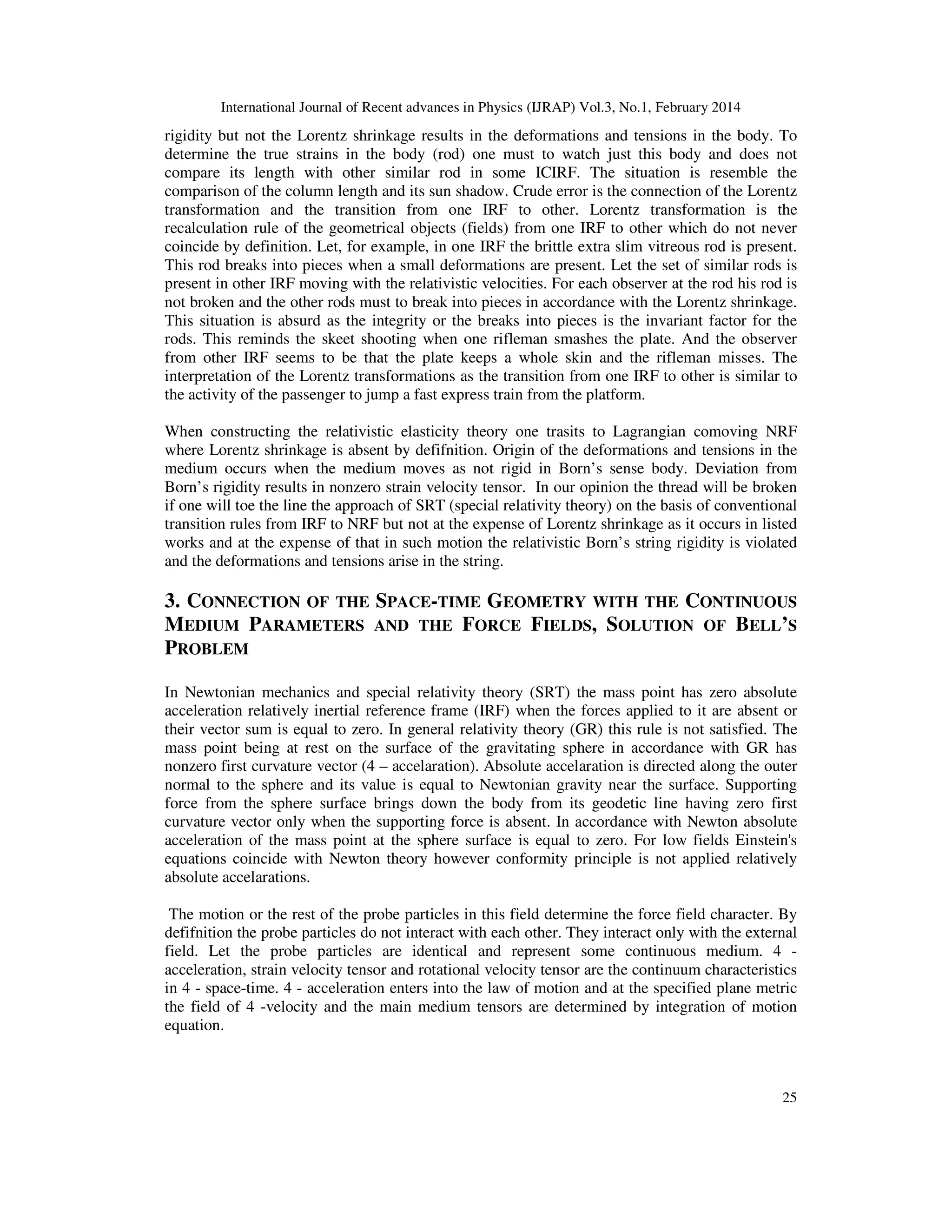 Geometry of Noninertial Bases in Relativistic Mechanics of Continua and Bell's Problem Solution ...