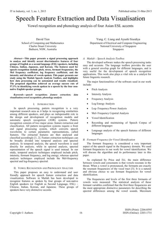 Speech Feature Extraction and Data Visualisation | PDF | Digital Audio | Computer Software and ...