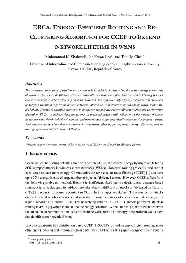 ERCA: Energy-Efficient Routing and Reclustering Algorithm for Cceftoextend Network Lifetime in ...