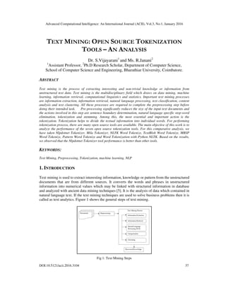Text Mining: open Source Tokenization Tools ï¿½ An Analysis | PDF