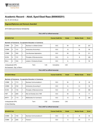 Syed Abidi Academic Record | PDF