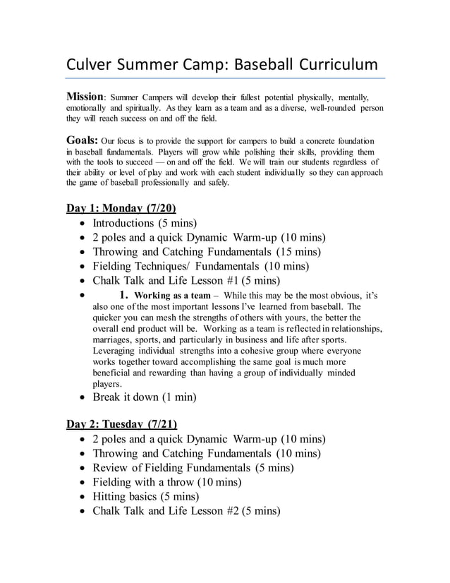 Baseball Curriculum | PDF