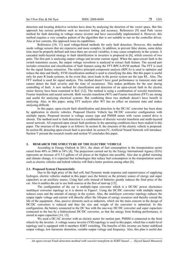 An Open Circuit Fault Detection Method With Wavelet Transform In Igbt