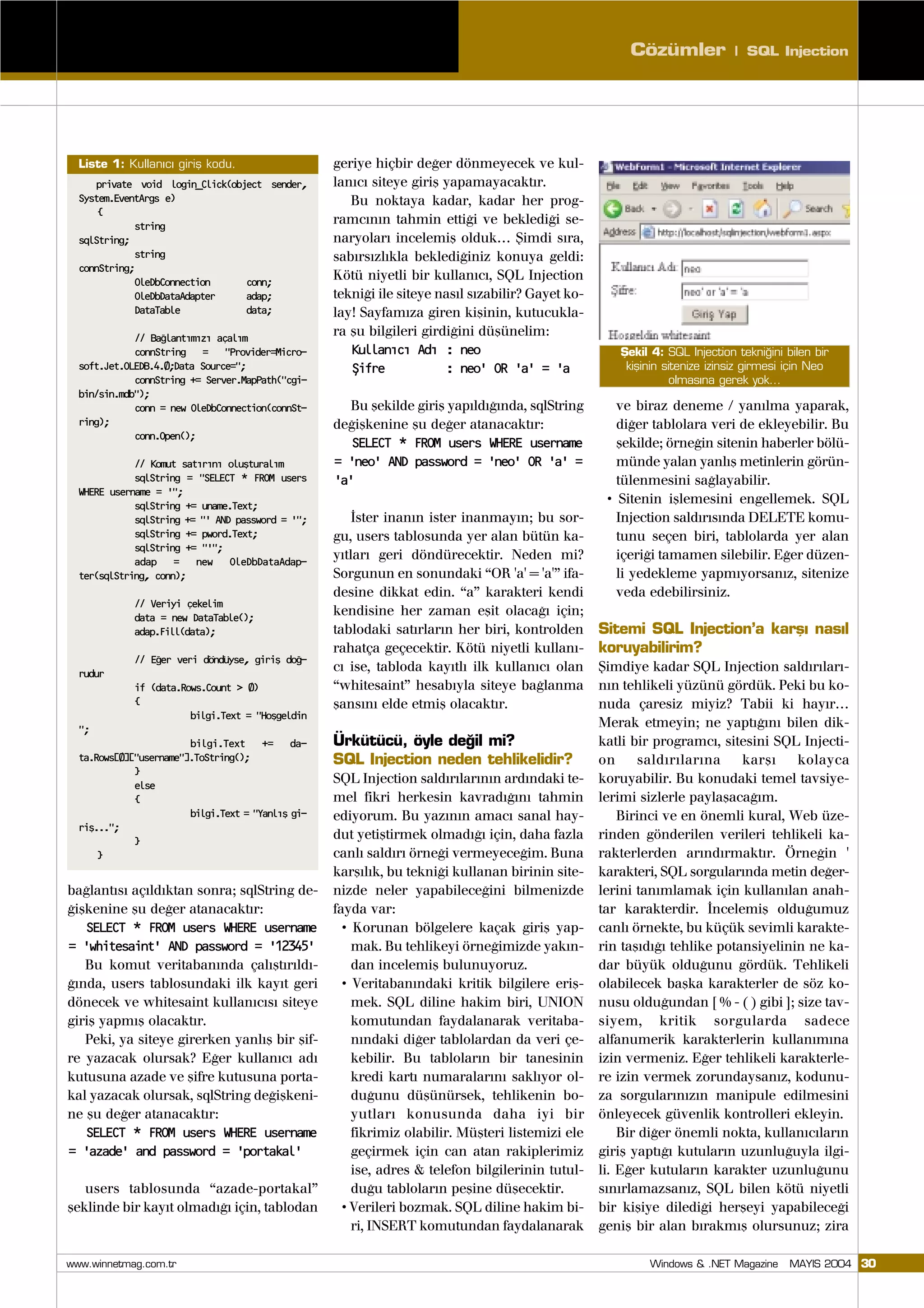 SQL Injection - Web siteniz tehdit altında mı? | PDF