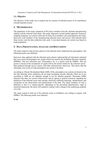 TAX SYSTEM IN THE INFORMAL SECTOR: A CASE STUDY OF HARARE INFORMAL ...