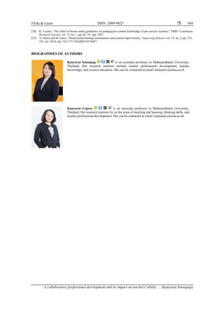 A collaborative professional development and its impact on teachers' ability to foster higher ...