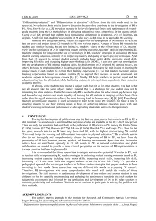 Differentiation instruction publications in physical education: bibliometric analysis of the ...