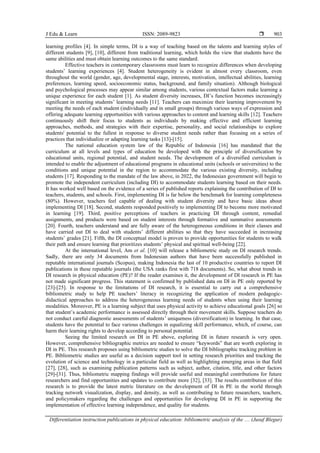 Differentiation instruction publications in physical education: bibliometric analysis of the ...