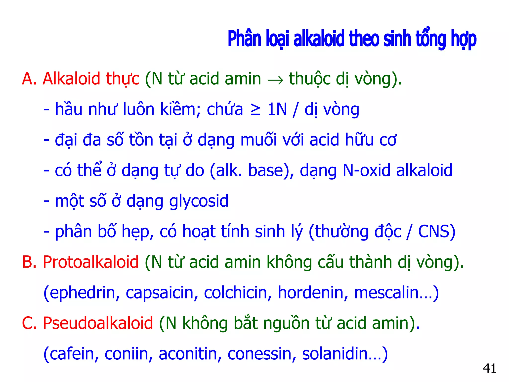 Bài Giảng Alcaloid Dược Liệu Chứa Alcaloid | PDF