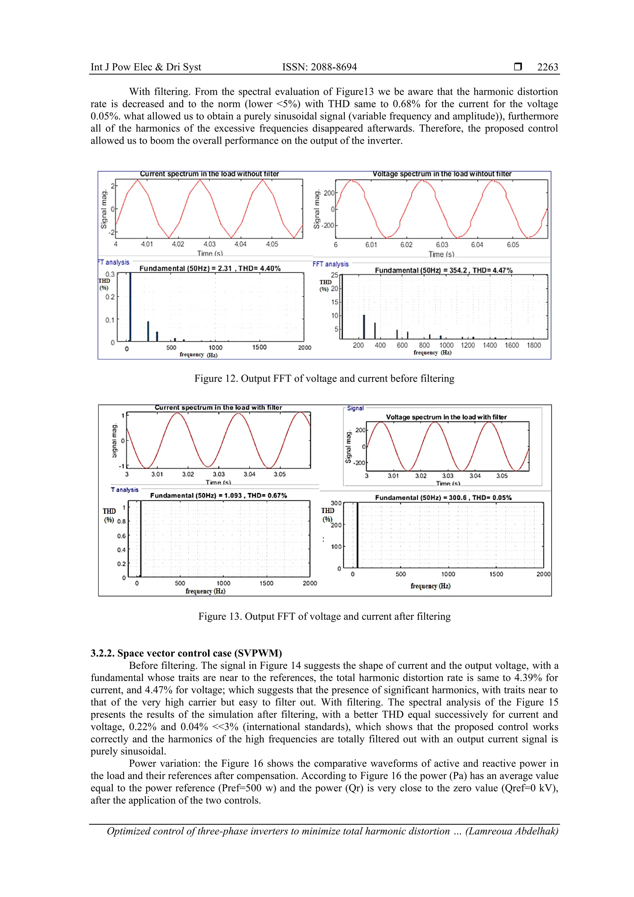 Optimized control of three-phase inverters to minimize total harmonic ...