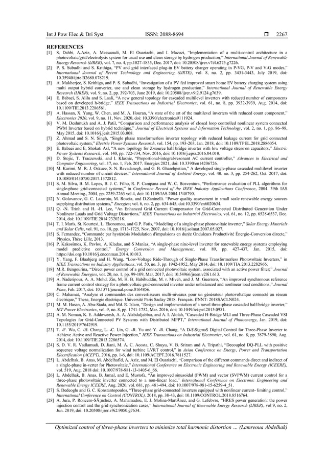 Optimized control of three-phase inverters to minimize total harmonic ...