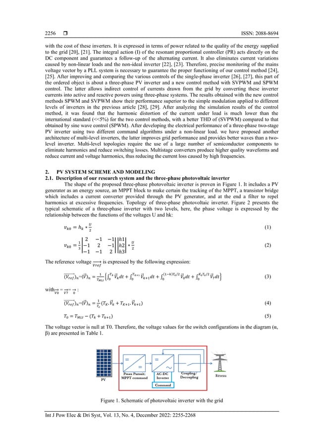 Optimized control of three-phase inverters to minimize total harmonic distortion in a grid ...
