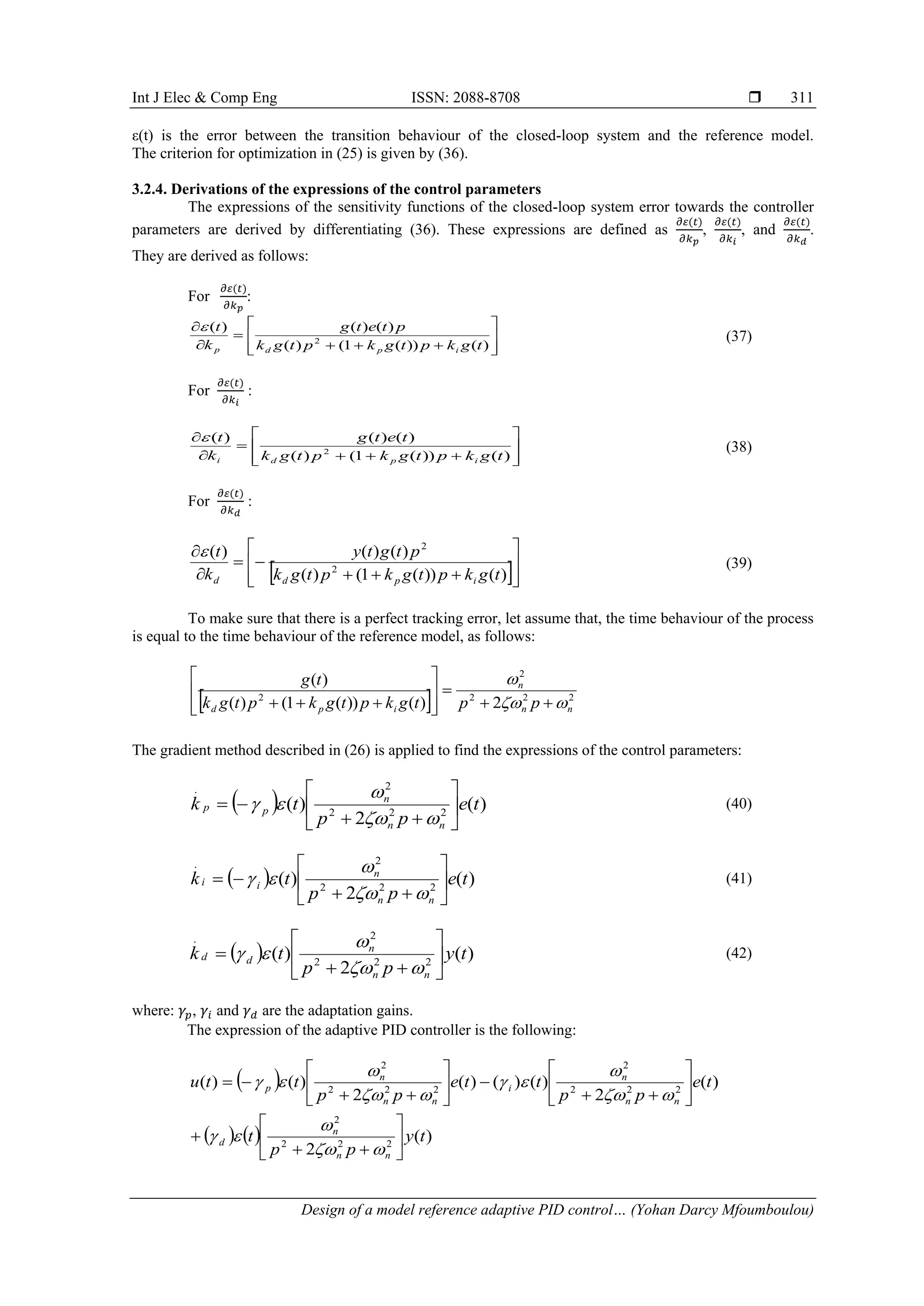 Design of a model reference adaptive PID control algorithm for a tank system | PDF