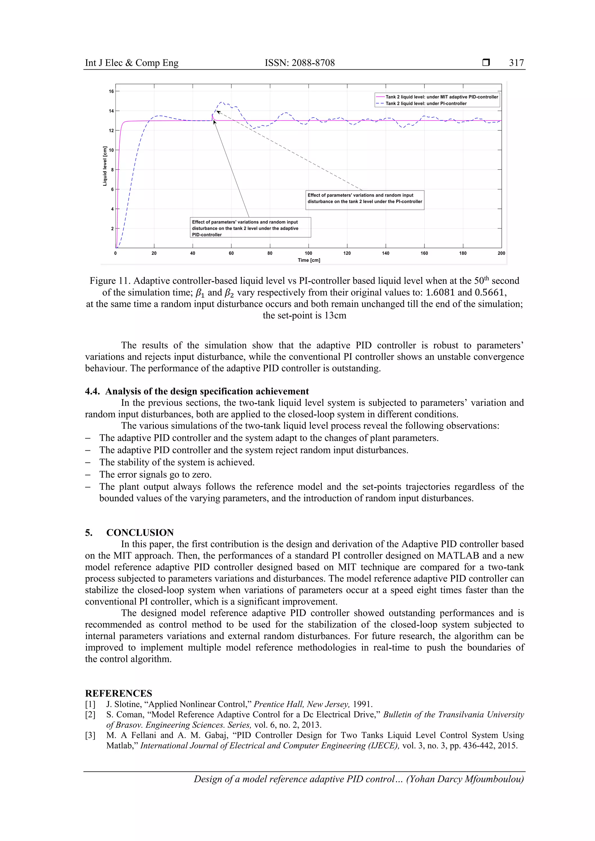 Design of a model reference adaptive PID control algorithm for a tank system | PDF