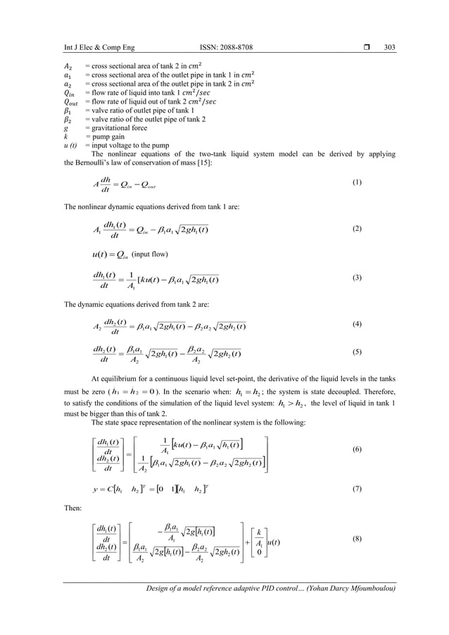 Design Of A Model Reference Adaptive Pid Control Algorithm For A Tank System Pdf