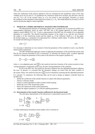 Design of a model reference adaptive PID control algorithm for a tank system | PDF