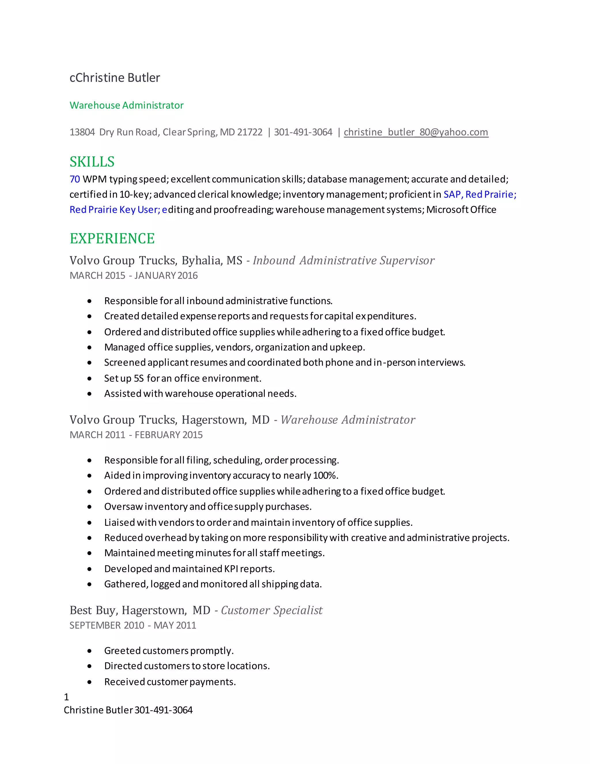 Christine Butler Resume 2 | DOCX