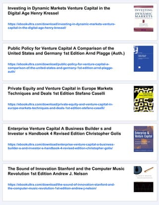 Venture Capital and the Finance of Innovation 2nd Edition Andrew ...