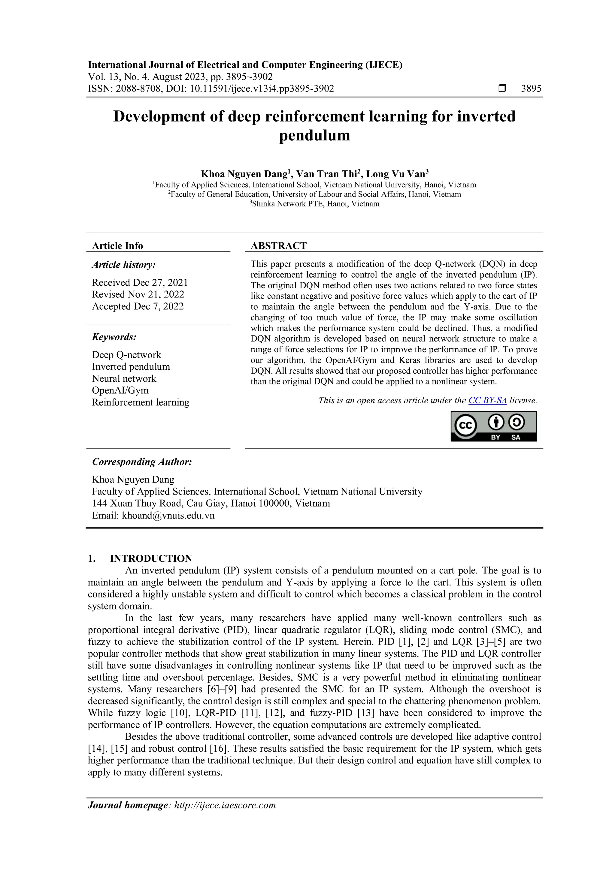 Development of deep reinforcement learning for inverted pendulum | PDF | Strategy Video Games ...