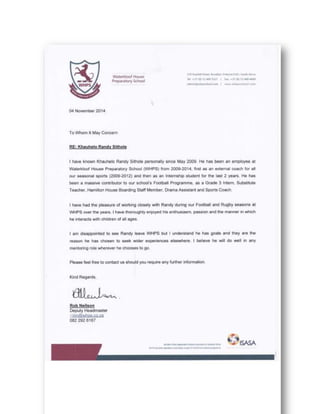 Reference letter by Deputy Headmaster Rob Neilson | DOCX