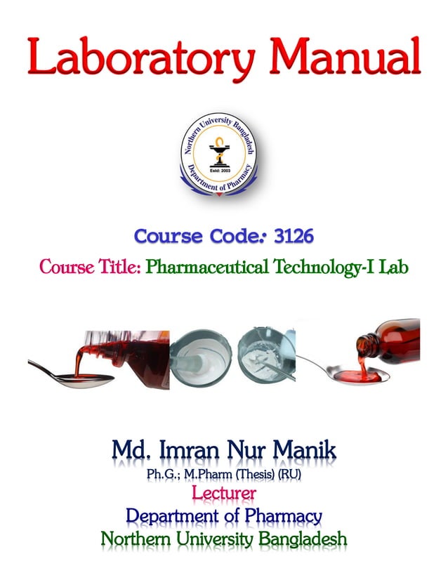 Pharmaceutical Technology-I Lab MANIK | PDF