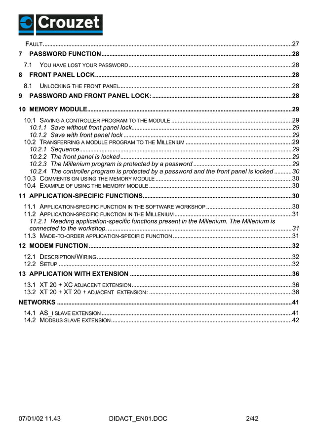 Manual de programacion PLC Crouzet Millenium | PDF