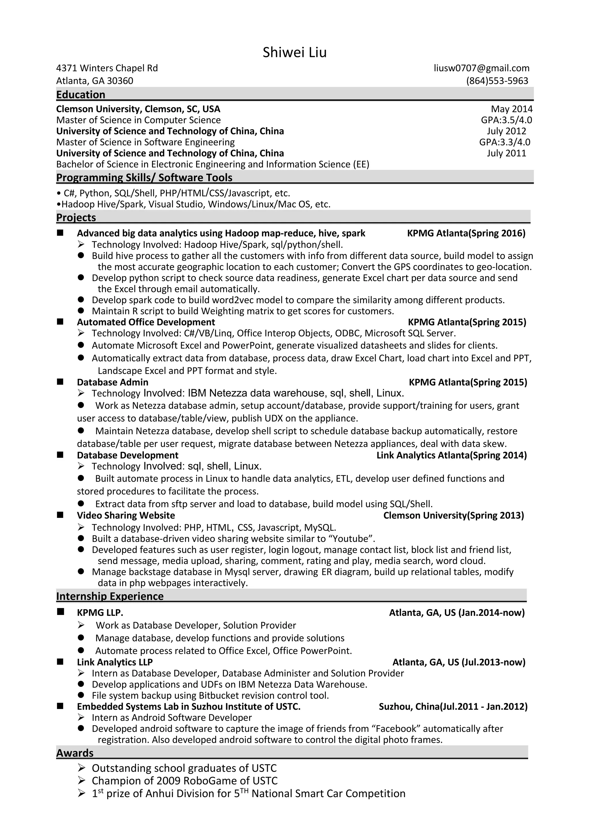 Shiwei Liu-resume - 2017 | PDF