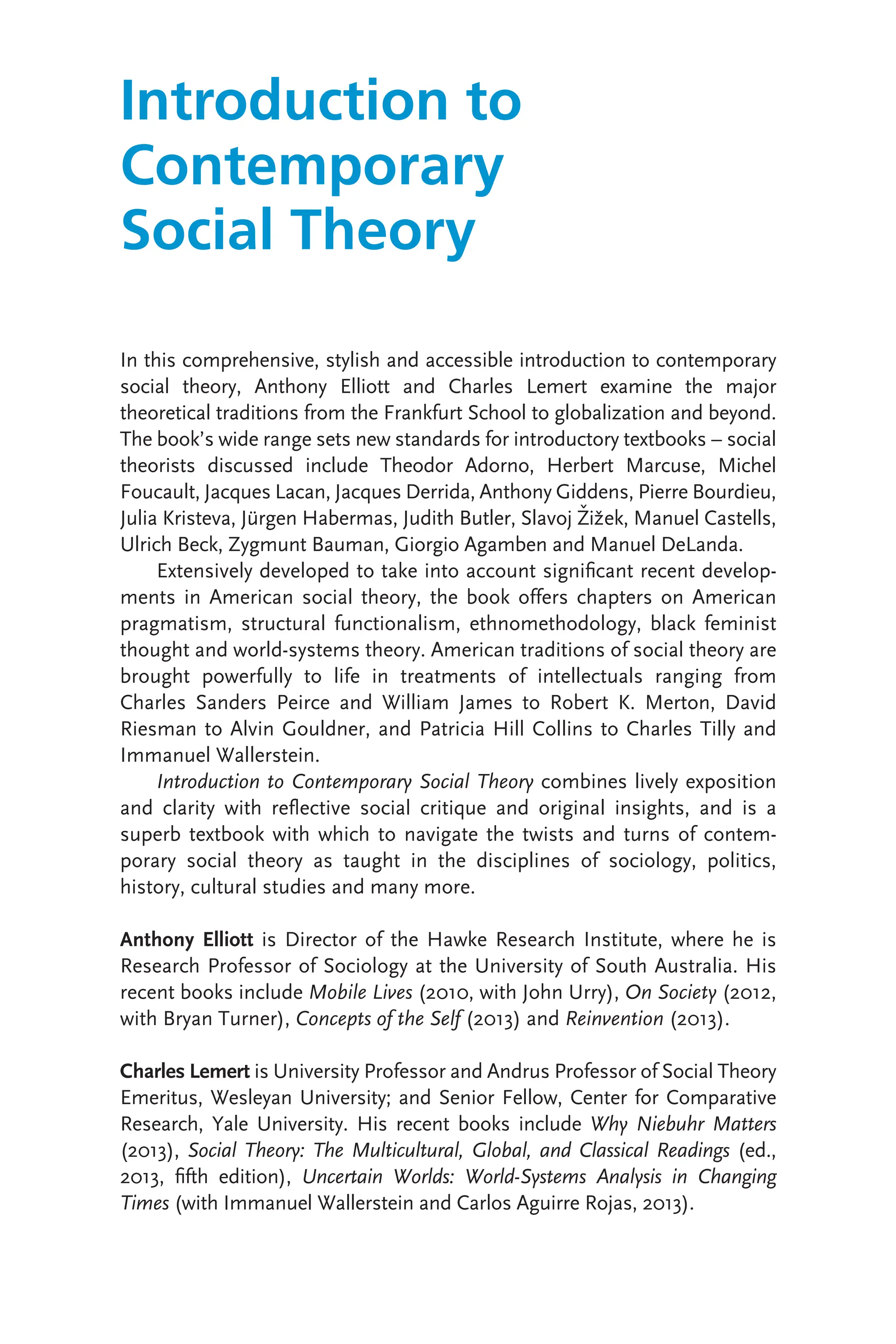 Introduction to contemporary social theory First Edition Lemert | PDF