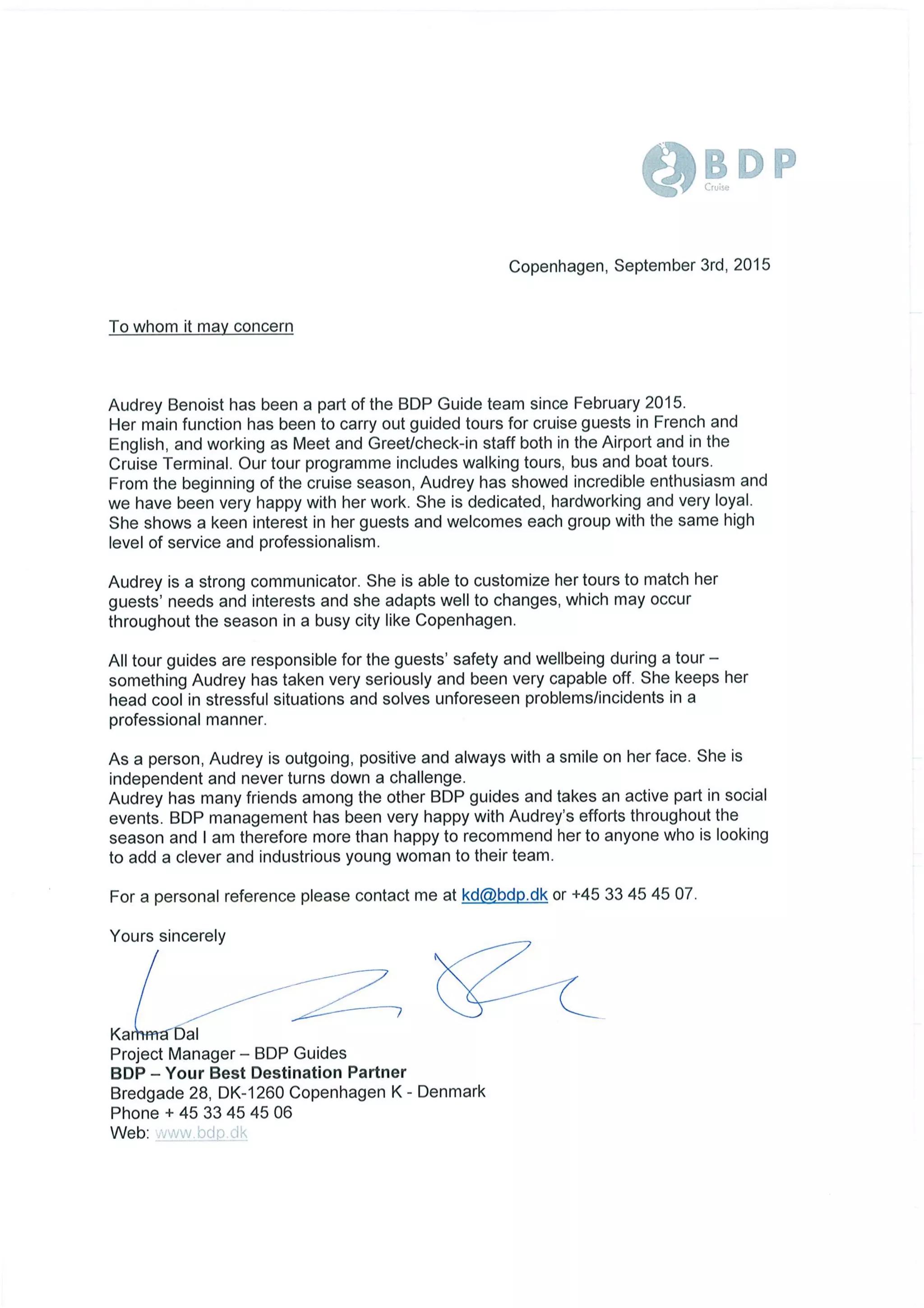 Recommendation letter BDP | PDF