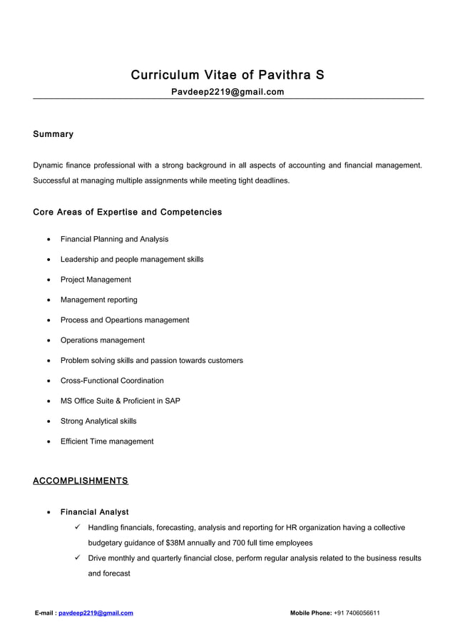 Pavithra CV Upd | PDF