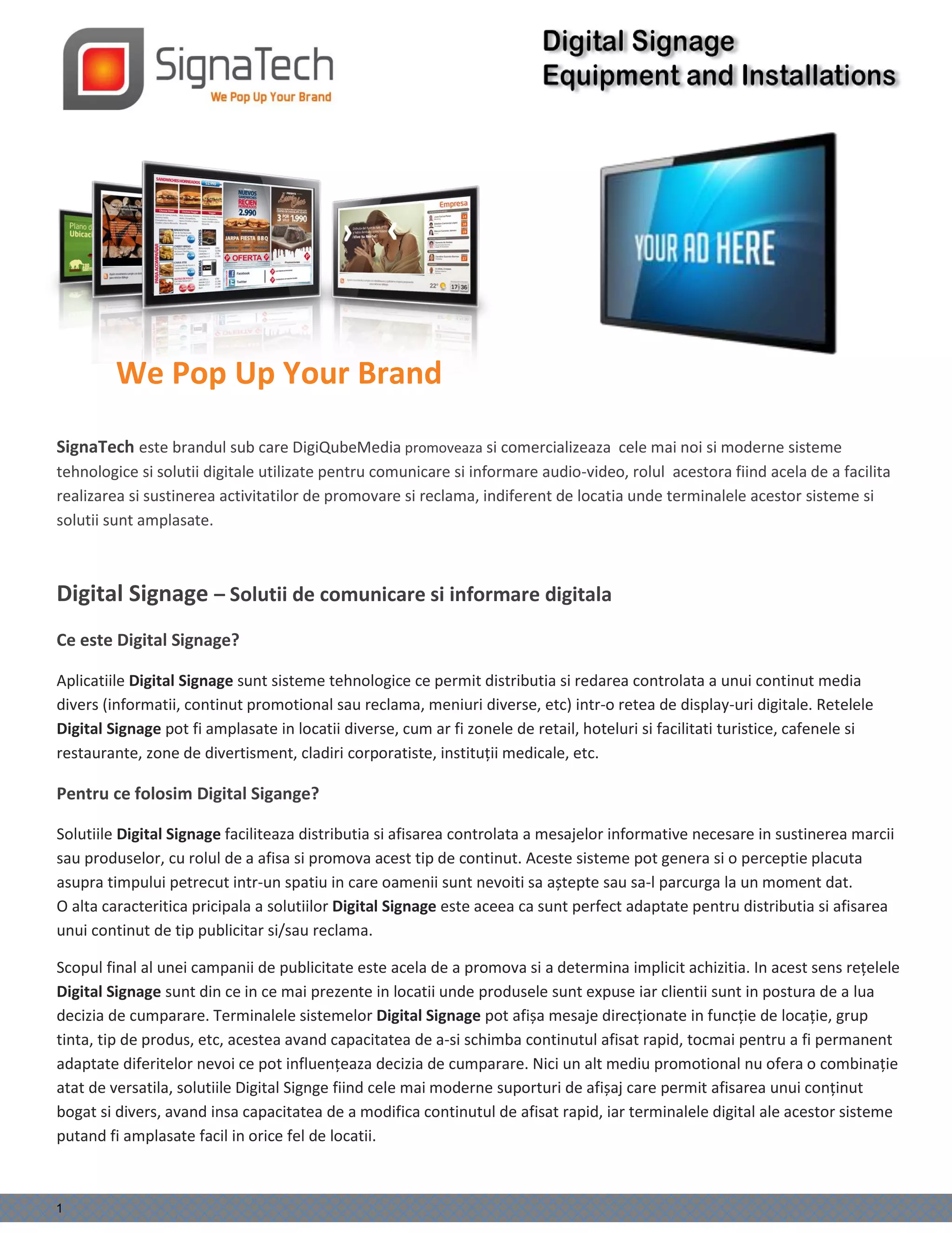 Digital Signage - Prezentare | PDF