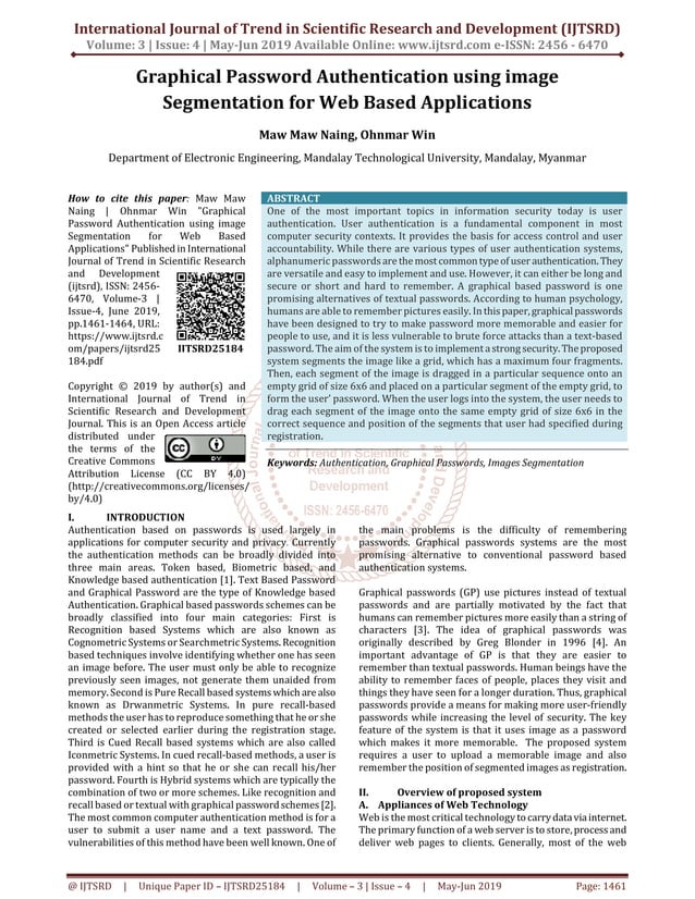 Graphical Password Authentication using image Segmentation for Web Based Applications | PDF