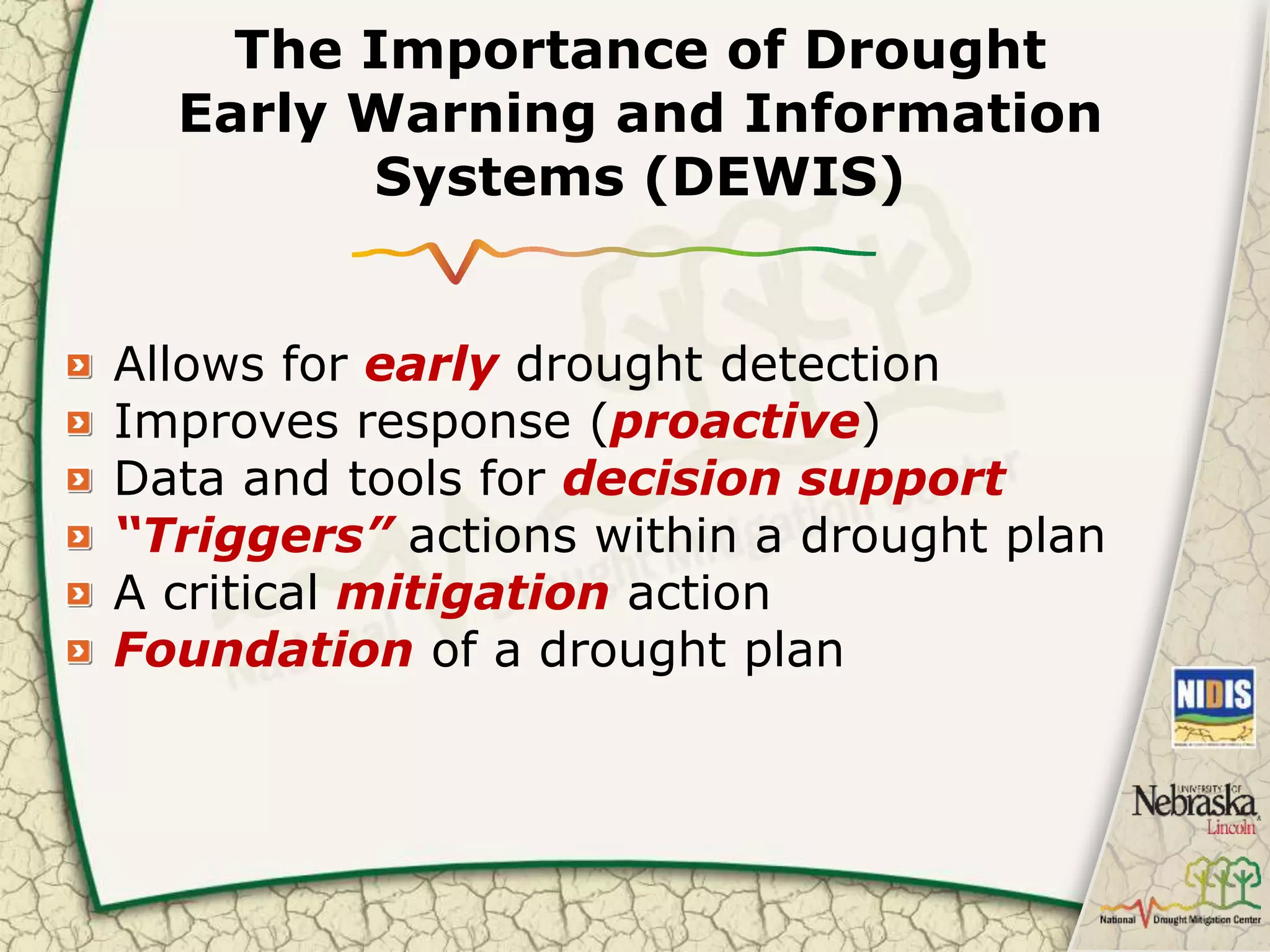 Overview of Drought Indicators and their application in the context of ...