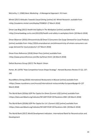 Bill's Restaurants - Business report on expanding into Oman (Gulf Area ...