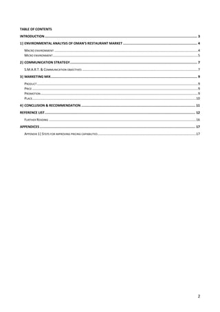 Bill's Restaurants - Business report on expanding into Oman (Gulf Area ...