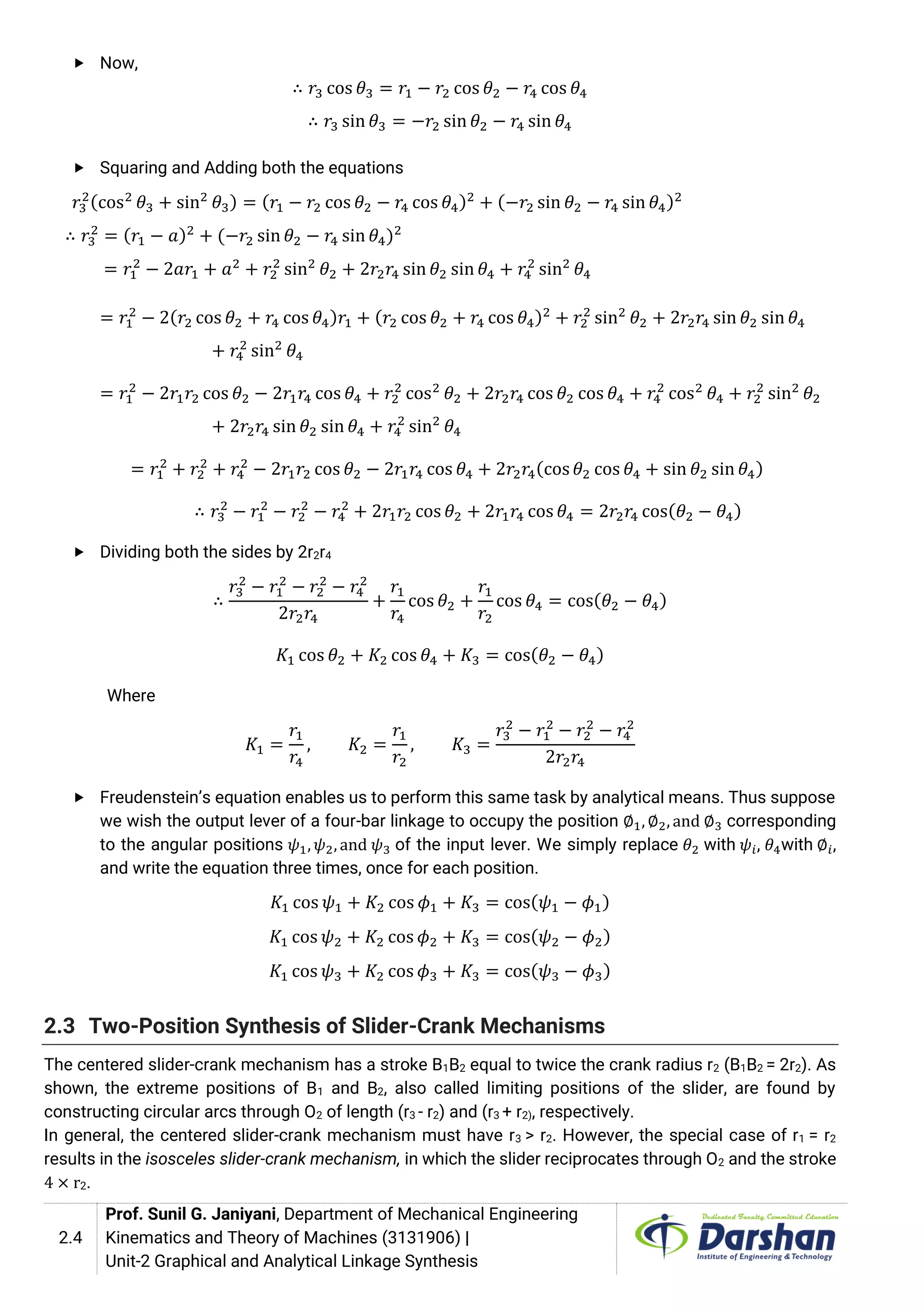 3131906 - GRAPHICAL AND ANALYTICAL LINKAGE SYNTHESIS | PDF