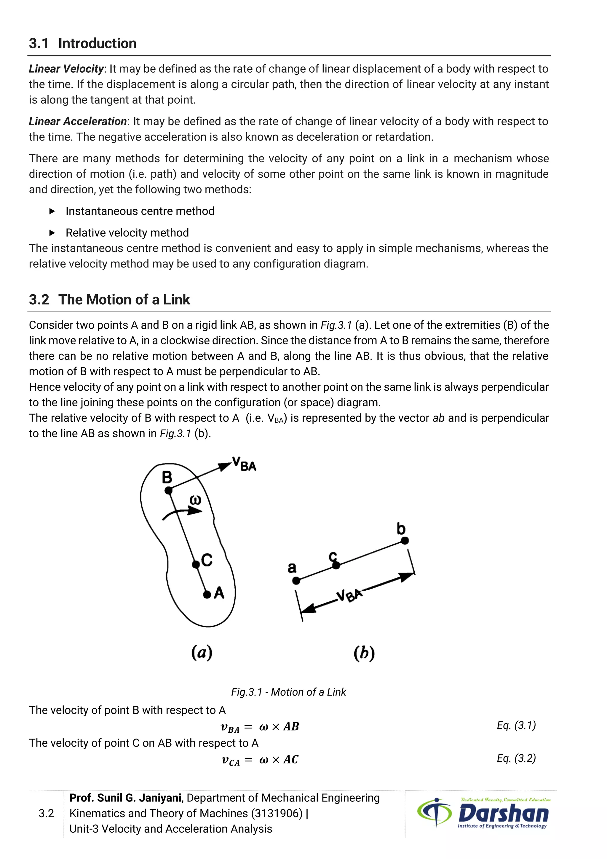 3131906 VELOCITY AND ACCELERATION ANALYSIS | PDF