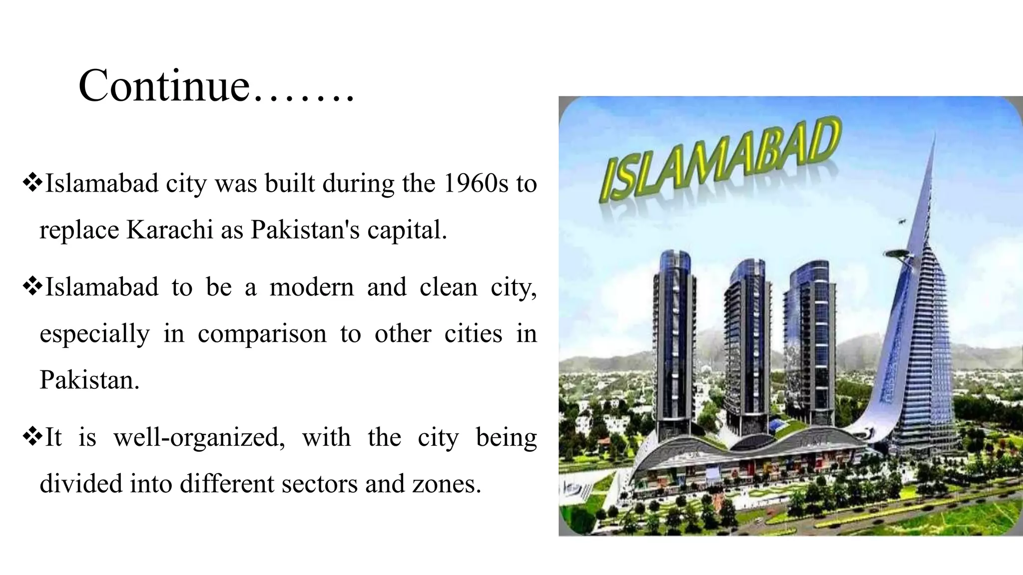 Islamabad town planning & development | PPTX
