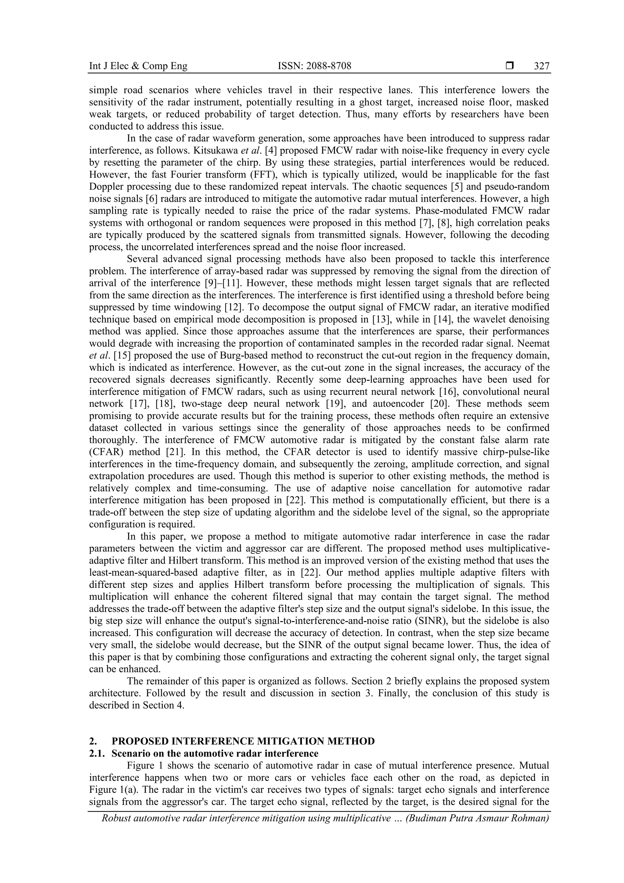 Robust Automotive Radar Interference Mitigation Using Multiplicative Adaptive Filtering And